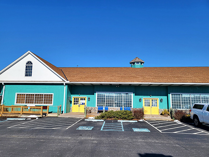 The turquoise facade of Bay City stands like a coastal mirage in Hanover, complete with cupola that seems to ask, "Ocean? What ocean? We don't need no stinking ocean!"