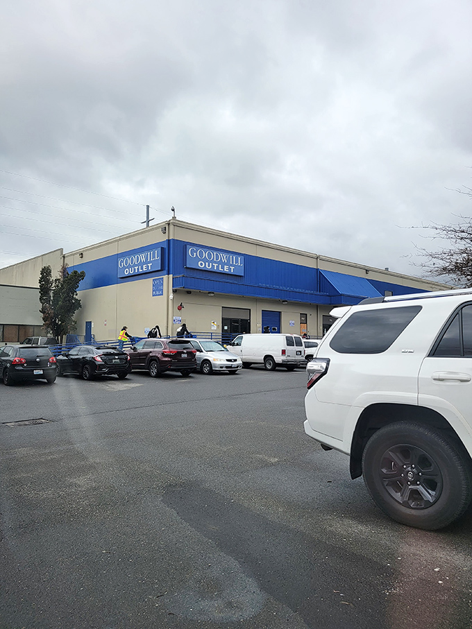 Blue awnings beckon bargain hunters to this unassuming warehouse in SODO, where everyday treasures await discovery at rock-bottom prices.