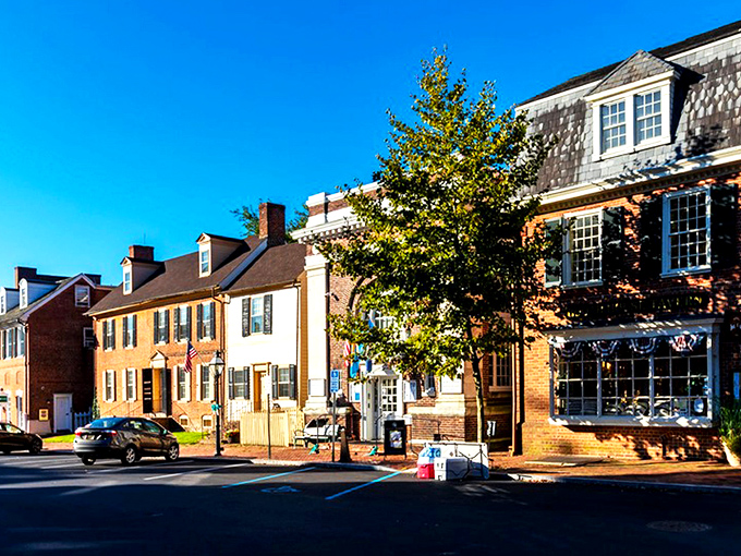 The historic district's red-brick buildings stand like a colonial time capsule, where America's founding story unfolds with every cobblestone step.