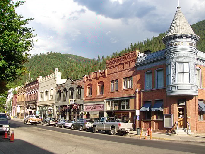 Wallace's historic downtown looks like a film set waiting for action&mdash;brick buildings standing proudly against a backdrop of evergreen-covered mountains.