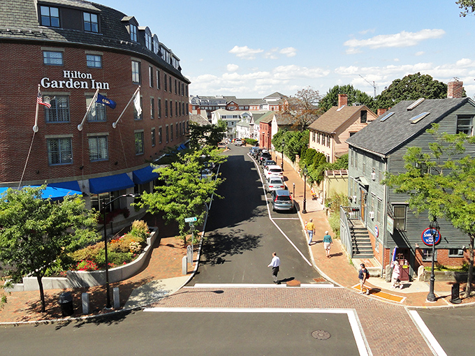 Portsmouth's colorful Market Street buildings stand like a box of New England crayons, each one housing shops and stories collected over centuries.
