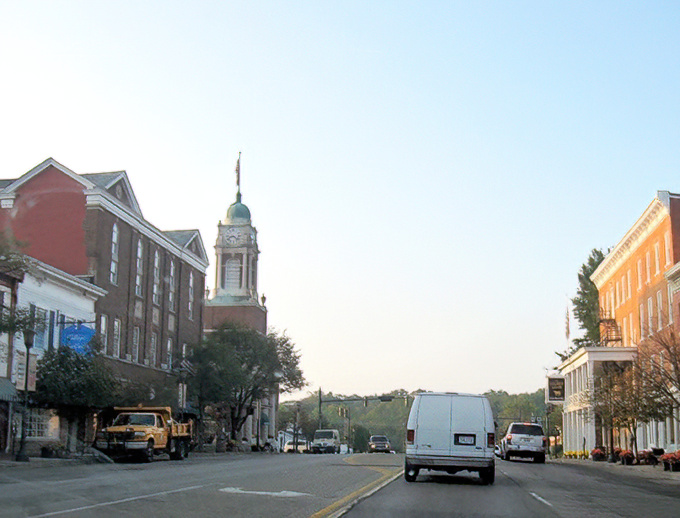 Autumn paints Lebanon's streetscape with fiery reds and oranges, creating a scene that belongs on a small-town America postcard.