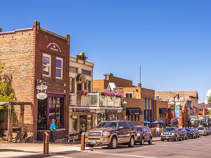 Park City transforms into a winter wonderland at dusk, where historic buildings glow with warmth against the snow-covered mountains. Pure magic! 