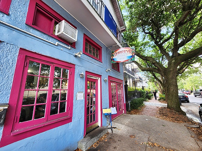 Surrey's pink fa&ccedil;ade stands like a breakfast beacon on Magazine Street, where New Orleans mornings transform from ordinary to extraordinary behind those cheerful windows.