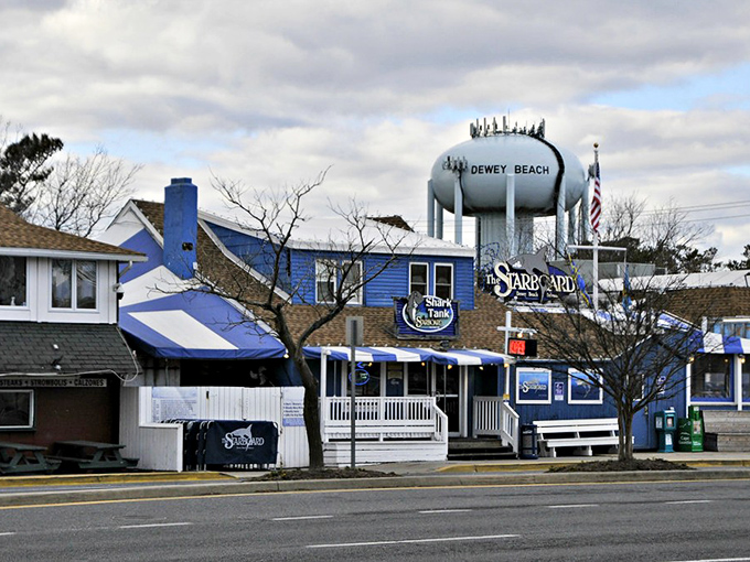 Dewey's colorful beach cottages create a patchwork quilt of coastal living, where every home tells a story of summer memories and salty breezes.