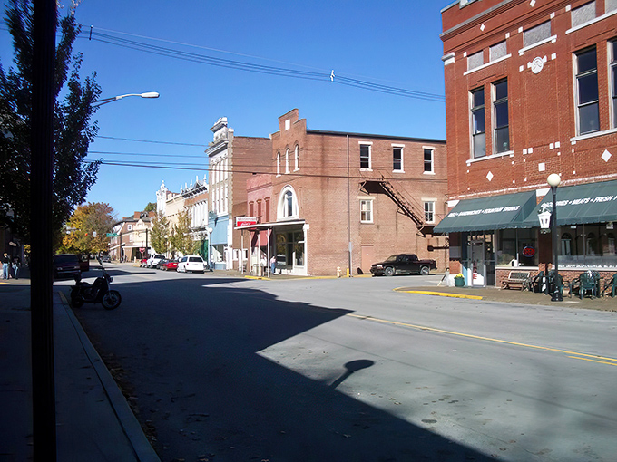 Historic brick buildings line New Harmony's streets, where 19th-century architecture meets small-town charm. The past isn't just preserved here&mdash;it's still doing business.