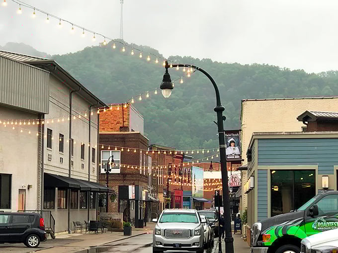 Downtown Pikeville greets you with that perfect small-town charm where the historic courthouse stands proudly against a backdrop of Appalachian mountains and blue skies.