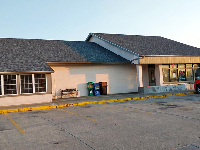 The bright red Dietz Family Buffet sign beckons hungry travelers like a lighthouse for the famished. Small-town charm with big-time flavor potential.