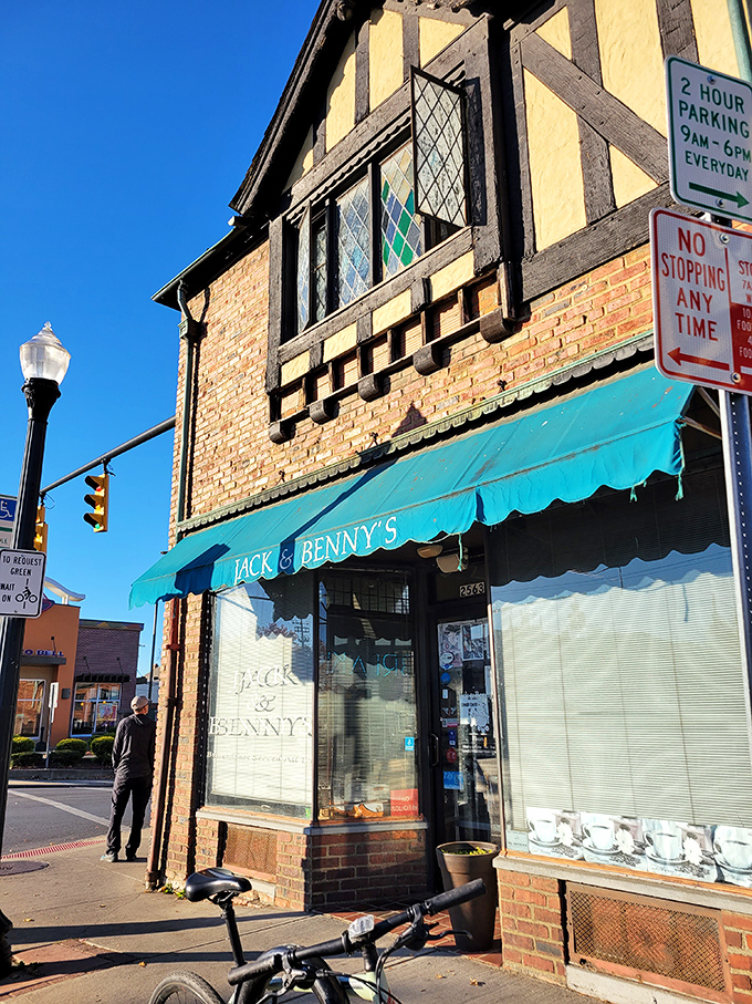 The teal awning of Jack & Benny's beckons like a breakfast lighthouse on Columbus's High Street, promising comfort in brick-and-mortar form.