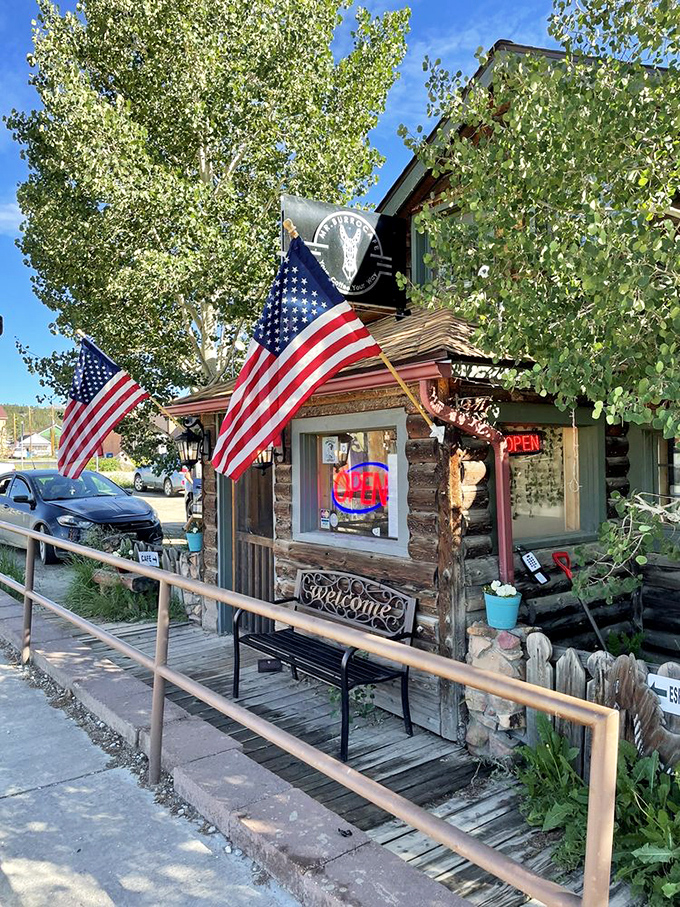 The log cabin charm of Mr. Burro Cafe beckons hungry travelers like a mountain mirage, promising breakfast salvation at 10,000 feet.