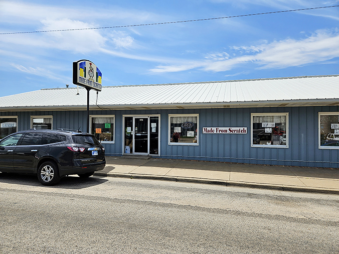The blue exterior of Made From Scratch stands like a beacon of breakfast hope on Wilson's main drag. No fancy frills, just honest food awaiting inside.