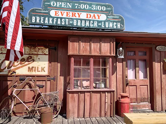 The rustic wooden exterior of Billy Gail's looks like a film set for "Ozark Country Breakfast: The Movie." Open daily from 7 to 3. 