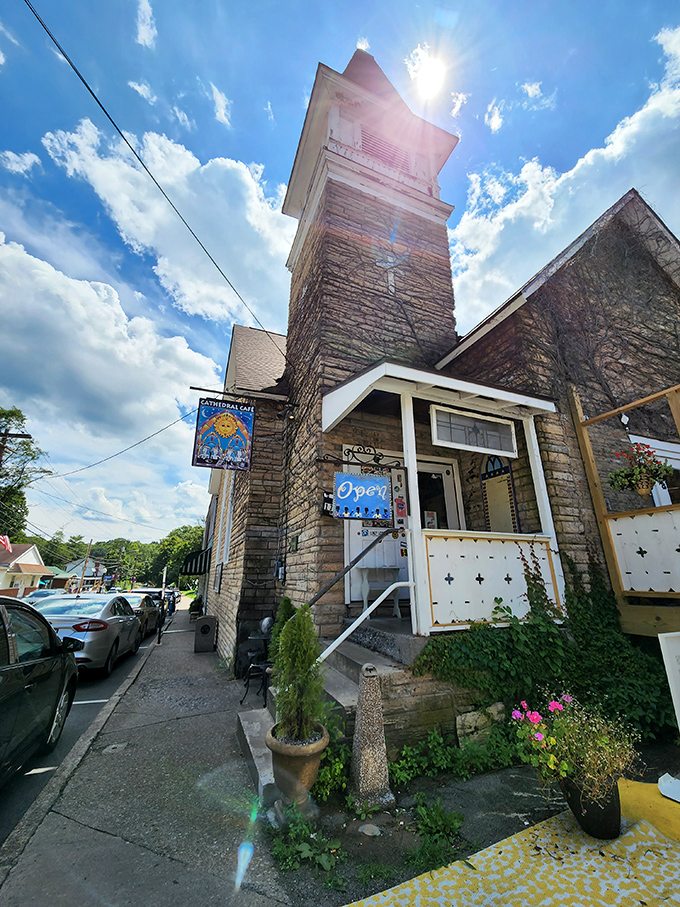 The holy grail of breakfast spots! Cathedral Cafe's stone exterior and church steeple promise a dining experience that's nothing short of divine.