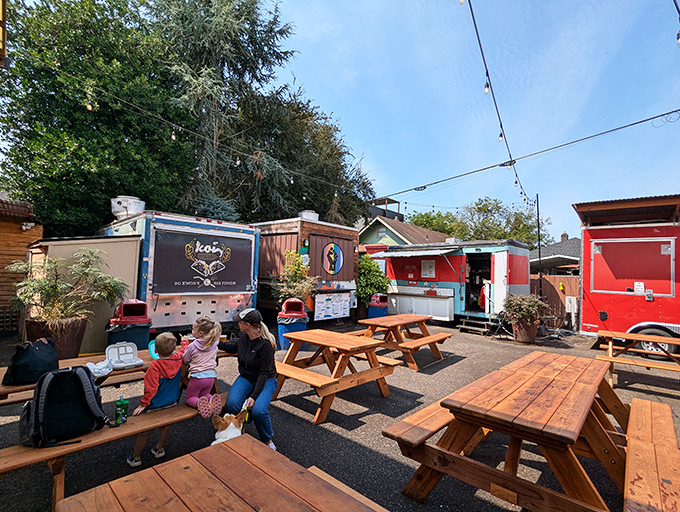 The unassuming exterior of Matt's BBQ belies the culinary treasures within. This humble food cart has become Portland's temple of Texas-style barbecue.