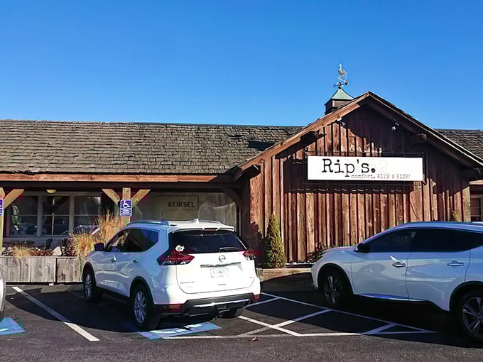 Rustic charm meets culinary excellence at Rip's Country Inn, where the unassuming wooden exterior hides treasures that would make any foodie swoon.