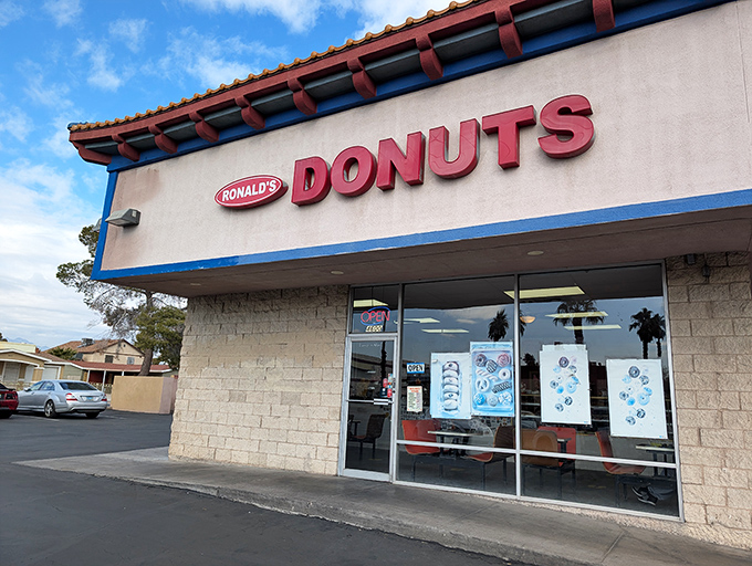 The unassuming facade of donut paradise &ndash; where Vegas locals have been getting their morning fix since 1973, no neon required.