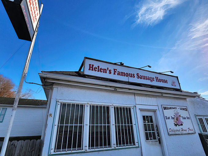The unassuming white building with "Helen's Famous Sausage House" emblazoned across the top isn't trying to impress you&mdash;until you taste what's inside.