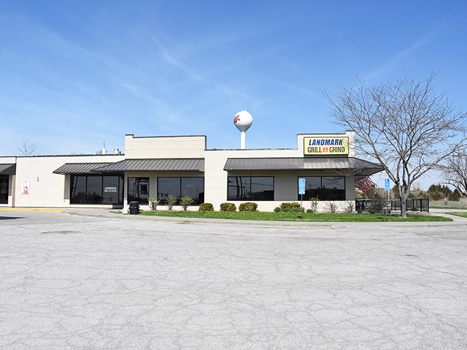 The unassuming exterior of Landmark Grill & Grind stands like a beacon of breakfast hope amid Iowa's rolling landscape. Worth every mile of the journey.