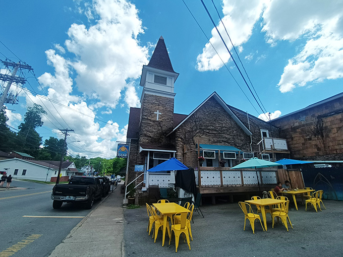 The holy grail of breakfast spots! Cathedral Cafe's stone exterior and church steeple promise a dining experience that's nothing short of divine.
