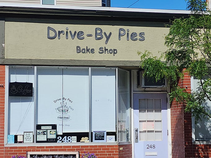 The unassuming storefront of Drive-By Pies proves once again that culinary greatness rarely arrives with fanfare or neon signs.