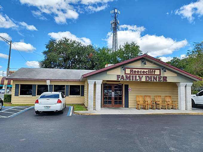 The welcoming facade of Reececliff, where those rocking chairs aren't just decoration&mdash;they're an invitation to slow down before the pie-induced euphoria begins.