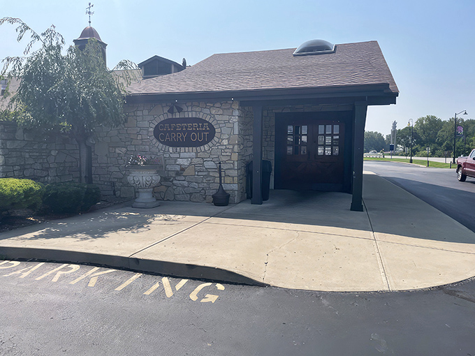 The stone facade of Gray Brothers Cafeteria stands like a comfort food fortress in Mooresville, promising Hoosier hospitality before you even walk through the door.