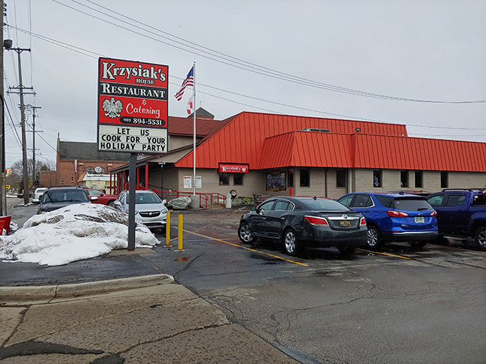 The red-roofed sanctuary of Polish-American cuisine stands proudly on North Euclid Avenue, a beacon for hungry travelers and locals alike.