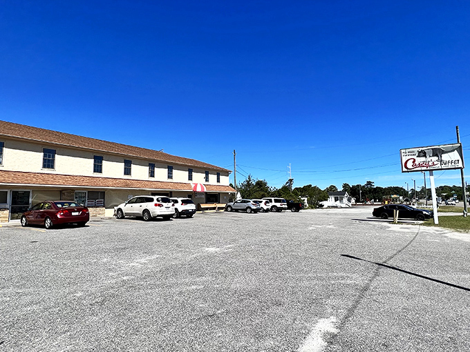The unassuming exterior of Casey's Buffet proves the age-old truth: the best Southern food often hides in the most modest buildings.