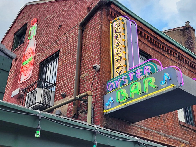 The neon sign stops you in your tracks like a good Cajun punchline – vibrant, bold, and promising delights that would make even New Orleans jealous.