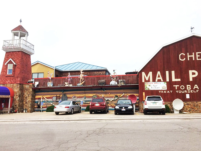 The iconic lighthouse tower of Pickle Bill's stands like a seafood beacon, promising maritime delights in the most unexpected of places&mdash;landlocked Ohio.