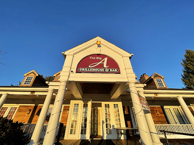 The white Colonial façade of The Big A welcomes you like an old friend who happens to make the best steaks in town.
