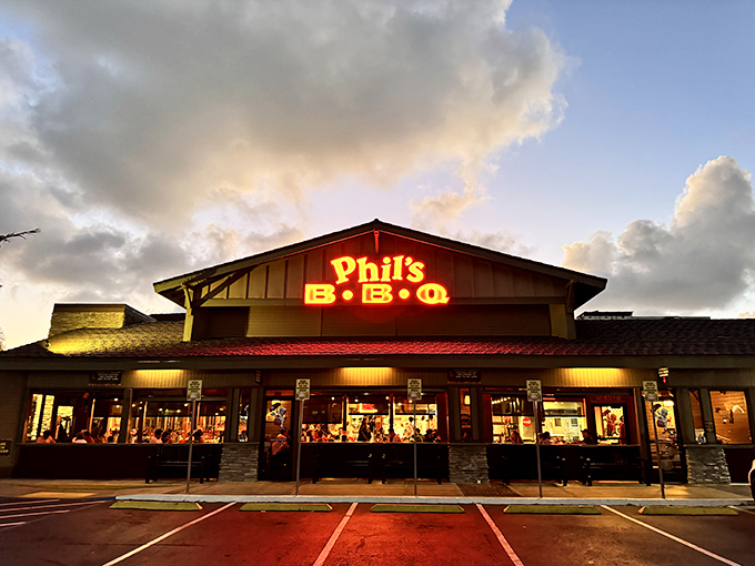 The promised land of mesquite-grilled goodness beckons with its rustic charm. Phil's BBQ's exterior is like a BBQ beacon calling hungry souls home.