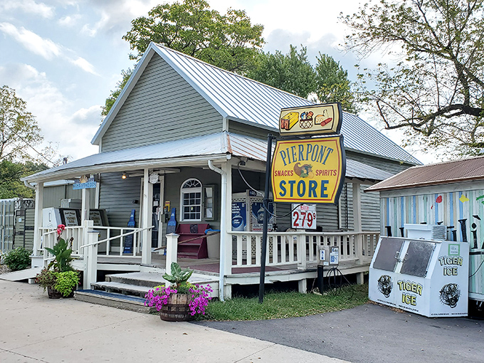The humble green exterior of Pierpont General Store belies the culinary treasures within. Those "Farm Fresh Eggs" are just the beginning of your flavor journey. 