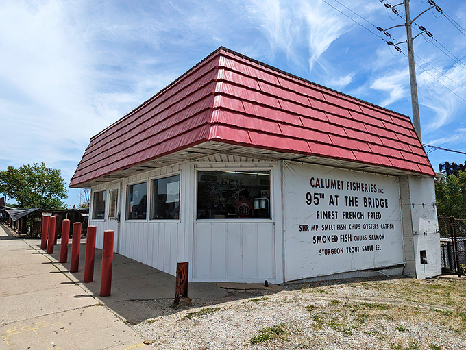 The little red-roofed shack that could. This unassuming building at 95th Street Bridge houses seafood treasures that would make Neptune himself jealous.