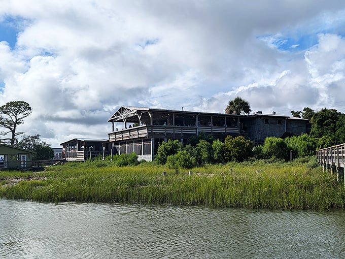 The weathered wooden structure perched over marshland isn't trying to impress anyone&mdash;yet somehow impresses everyone who visits this Charleston seafood sanctuary.