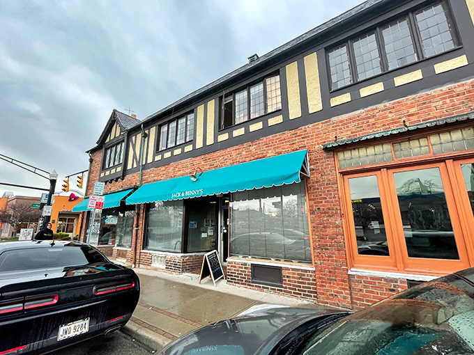 The teal awning of Jack & Benny's beckons like a breakfast lighthouse on Columbus's High Street, promising comfort in brick-and-mortar form.