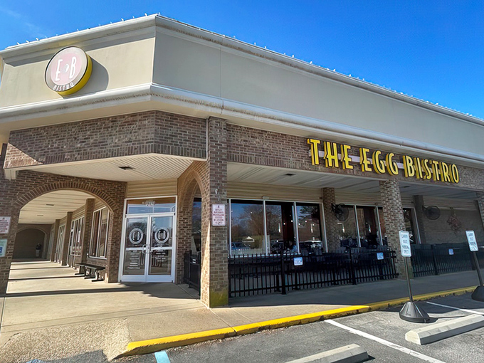 The unassuming storefront that houses breakfast nirvana. Like finding a treasure chest in a strip mall, The Egg Bistro's yellow sign beckons hungry travelers.