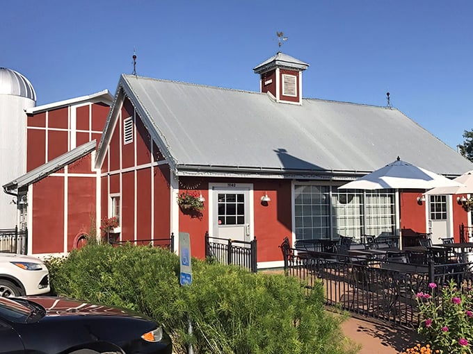 The red barn exterior isn't just charming&mdash;it's a smoke signal to barbecue lovers that something magical is happening inside those walls.