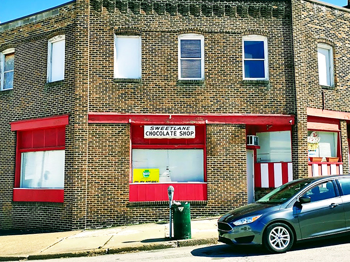 That iconic red awning is like a beacon of sweetness in Vandergrift, promising chocolatey treasures to those wise enough to step inside.