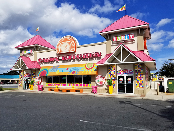 The candy-colored facade of Candy Kitchen beckons like a sugar-fueled mirage on Rehoboth Beach's coastline. Even adults find themselves skipping toward those doors.