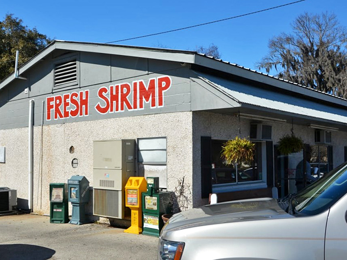 The unassuming exterior of B&J's Steaks & Seafood proudly announces "FRESH SHRIMP" in bold red letters&mdash;a coastal Georgia promise that's gloriously kept inside.
