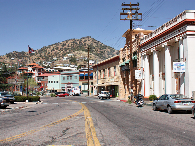 Bisbee's Main Street looks like a movie set where the Wild West met Art Deco and decided to throw a block party together.