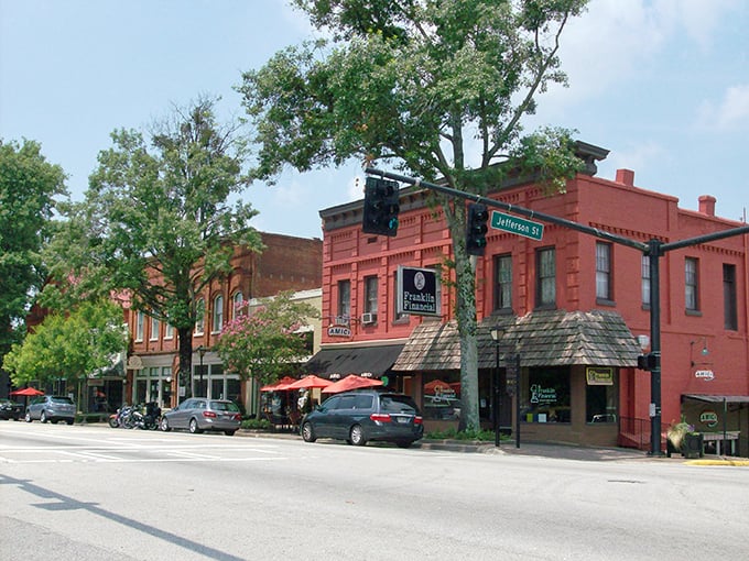 Madison's historic downtown looks like it was plucked from a movie set, with its vibrant red brick buildings standing proudly against Georgia's blue skies.