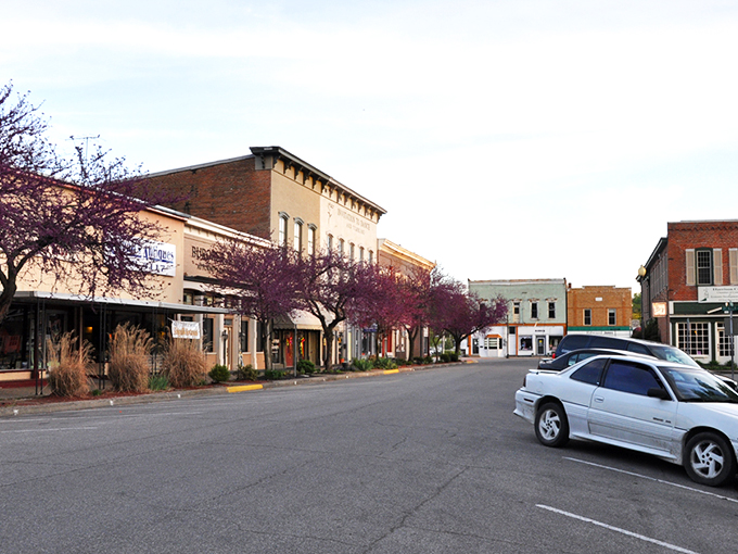 Downtown Corydon's brick buildings stand as living witnesses to Indiana history, where modern businesses thrive within walls that have stories to tell.