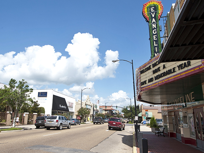 New Iberia's historic downtown looks like a movie set, but it's the real deal &ndash; brick facades and vintage charm included.
