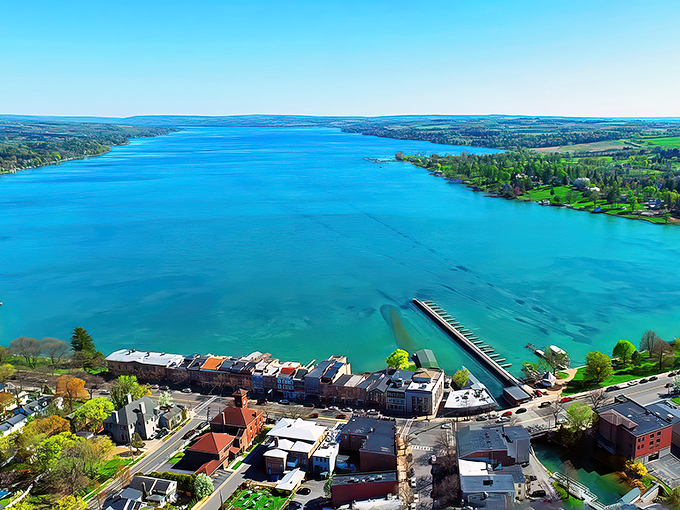 Historic buildings with autumn foliage create that perfect small-town movie set feeling. You half expect Jimmy Stewart to come strolling around the corner.