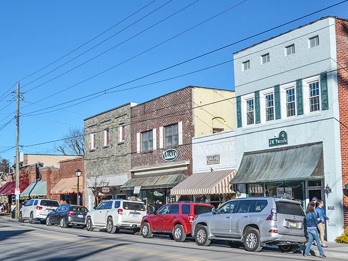 Main Street Blowing Rock welcomes visitors with its colorful flower displays and charming storefronts. Small-town magic with big mountain views.