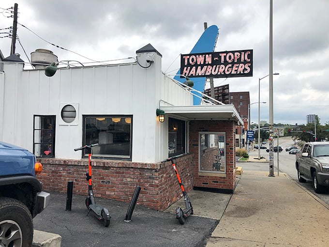 That iconic blue arrow has been guiding hungry Kansas Citians to burger nirvana since 1937. Some landmarks don't need to change.