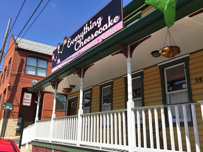 The sunshine-yellow exterior of Everything Cheesecake beckons like a dessert-filled lighthouse for sugar-seeking sailors in Martinsburg.