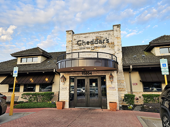 The lodge-like exterior of Cheddar's welcomes you like an old friend who happens to make killer comfort food. No pretension, just promise.